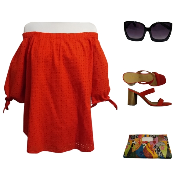 Jessica London | Tops | Orange Off Shoulder Top | Poshmark
